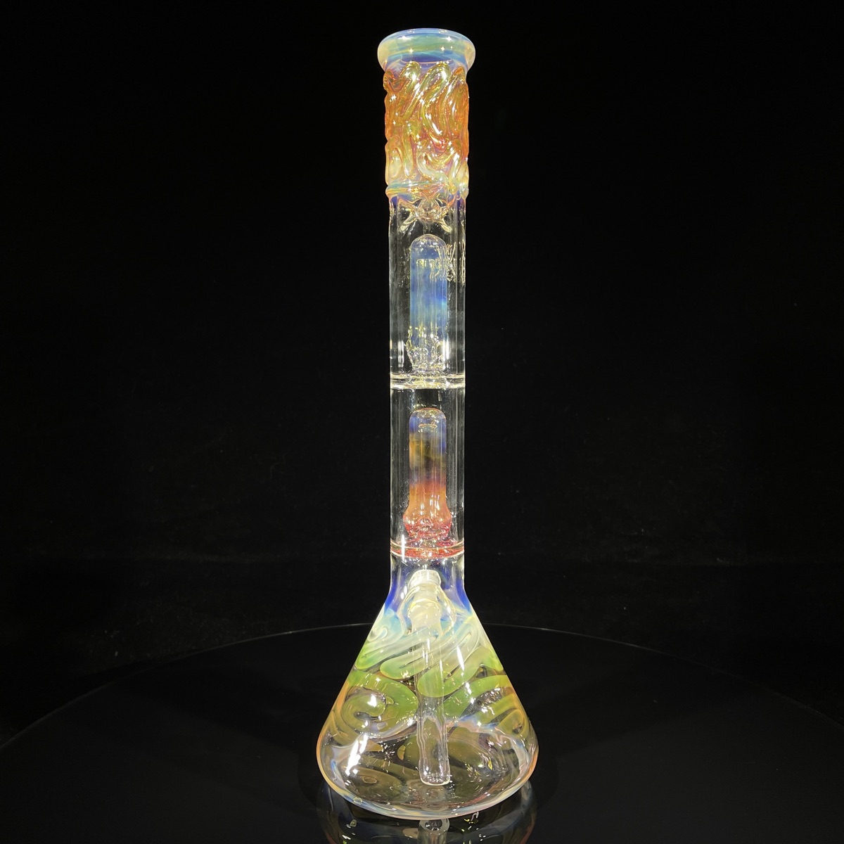 15" Triple Perc Fumed Beaker Bong - Tako Glass